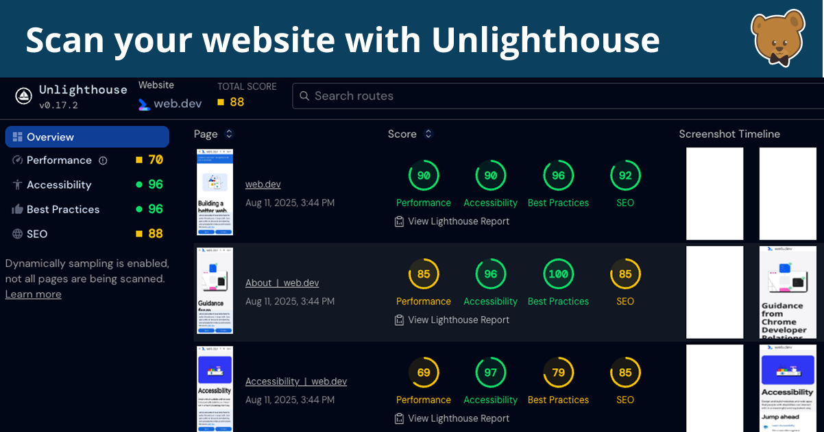 Unlighthouse: Scan And Audit All Pages Of Your Website | DebugBear